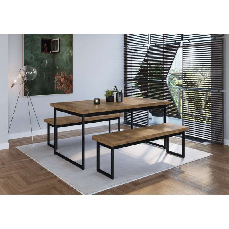 Mesa Tubular 8 lugares Miami 180cm WoodMel com Preto